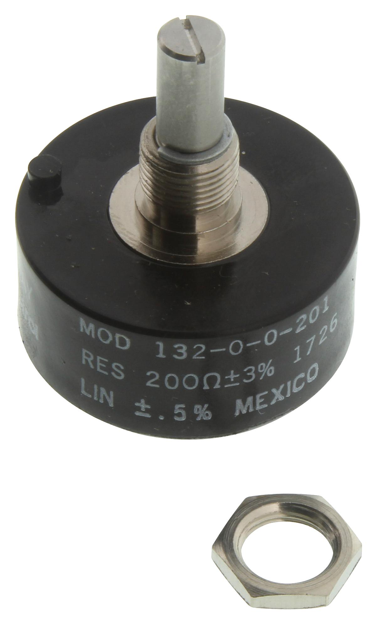 132-0-0-201 Vishay, Rotary Potentiometer, 200 ohm, 1 Turns
