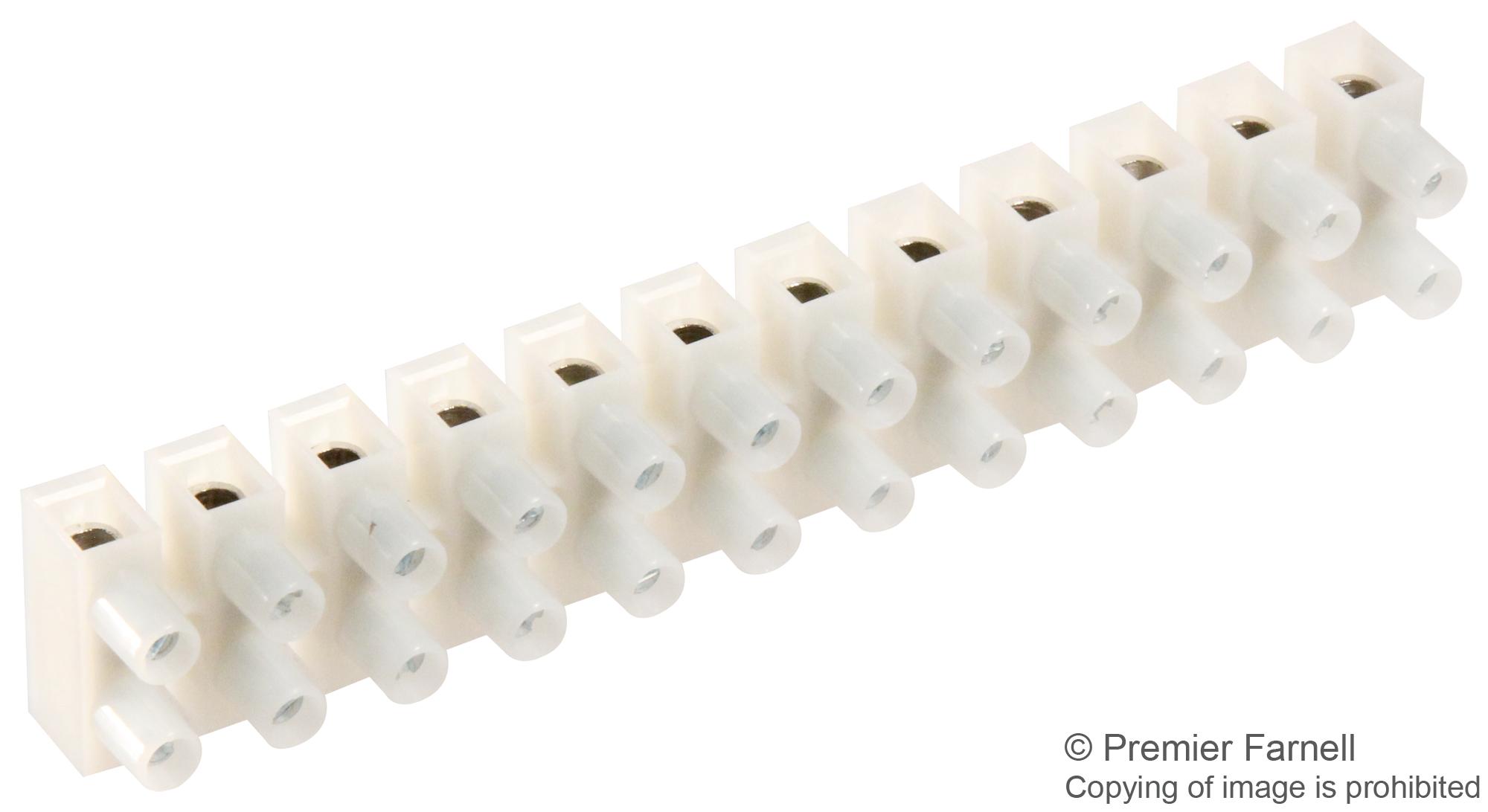 89-610 Ideal, Panel Mount Barrier Terminal Block, 2 Row, 12 Positions