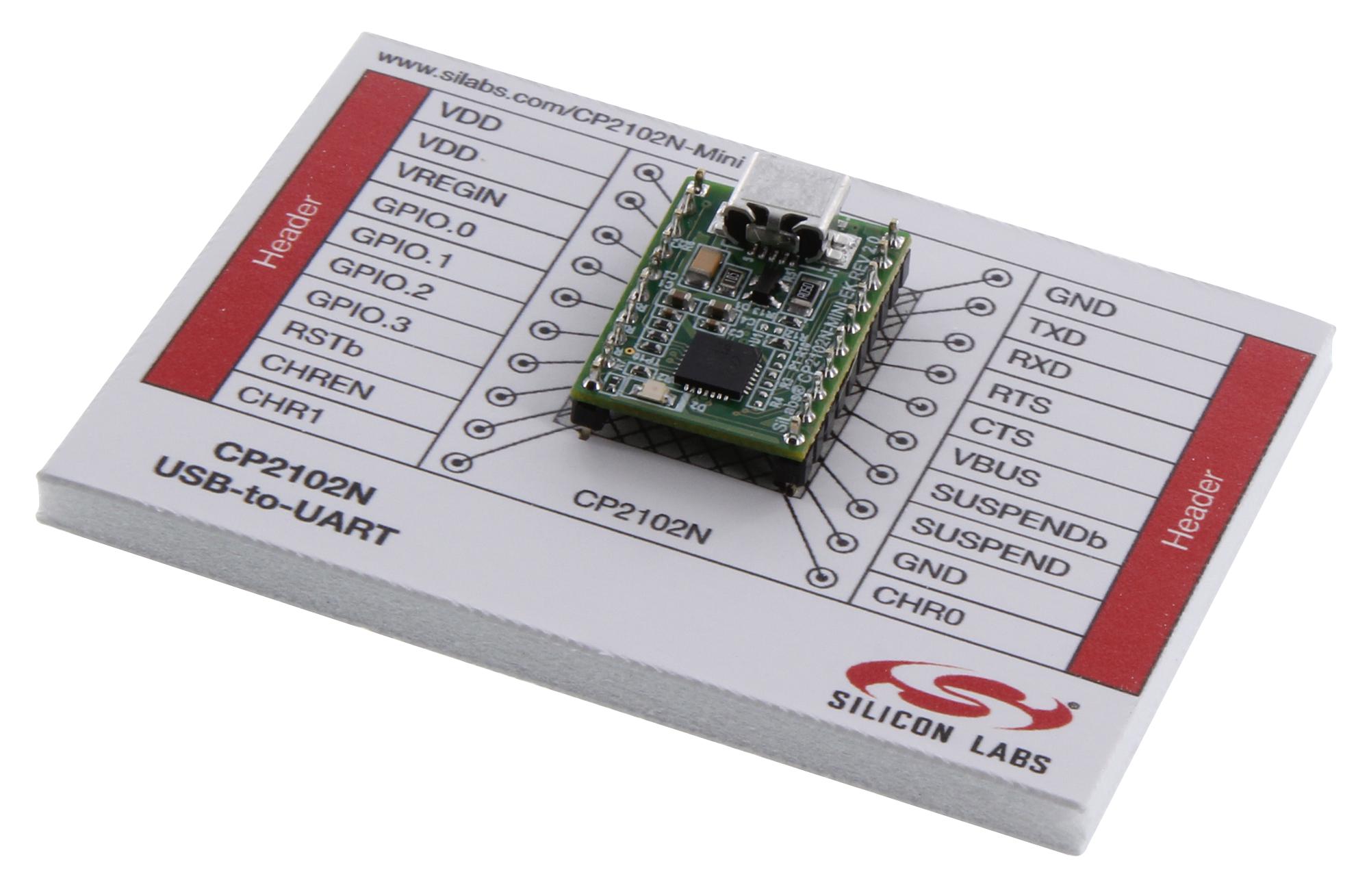 CP2102N-MINIEK Silicon Labs, Evaluation Kit, CP2102N-MINIEK USB to UART Mini Bridge Controller ...