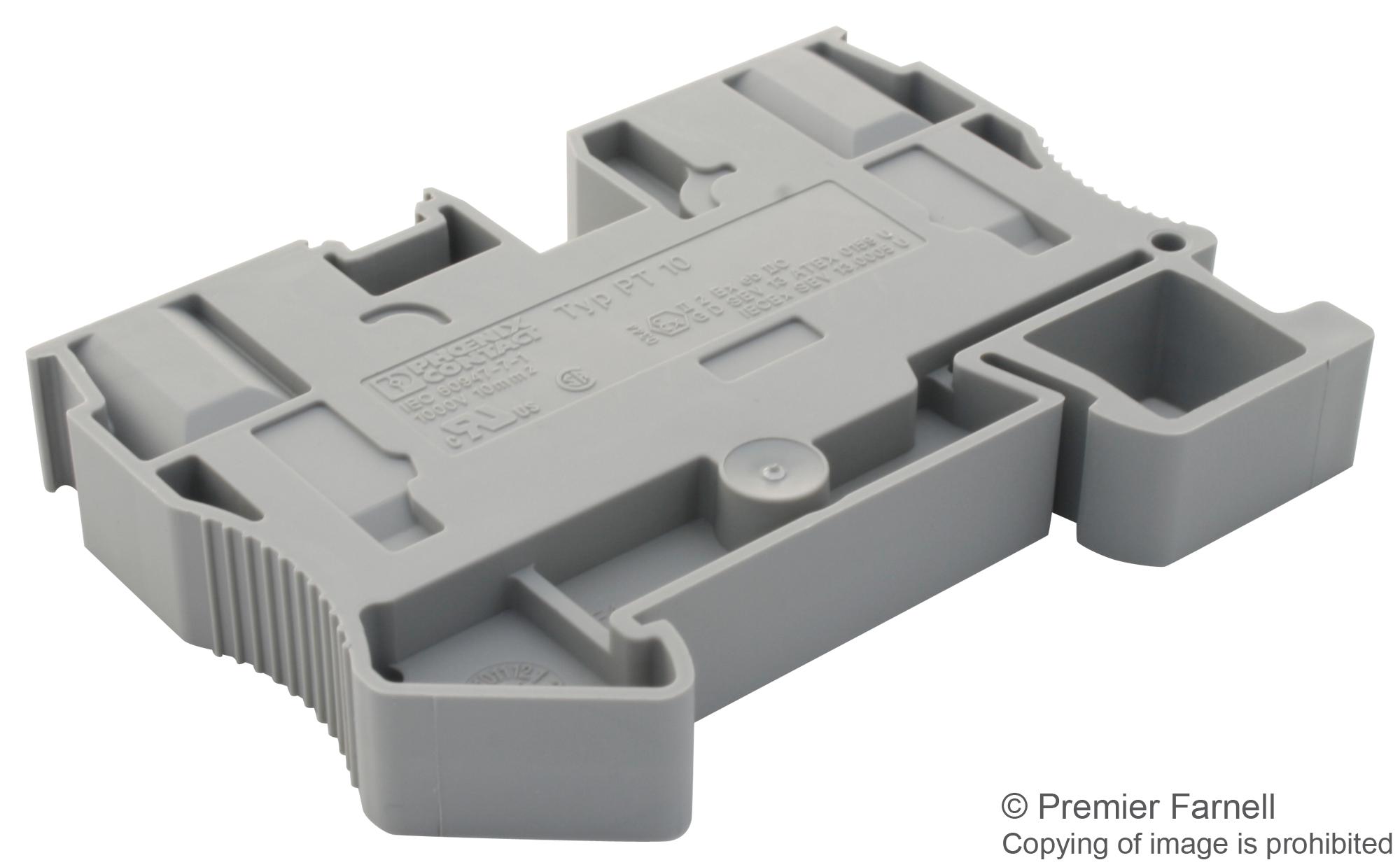 PT 10 Phoenix Contact, DIN Rail Mount Terminal Block, 2 Positions, 20 AWG