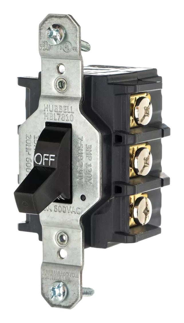 HBL7810 Hubbell Wiring Devices, Switch Disconnector, 3 Pole, 600 V