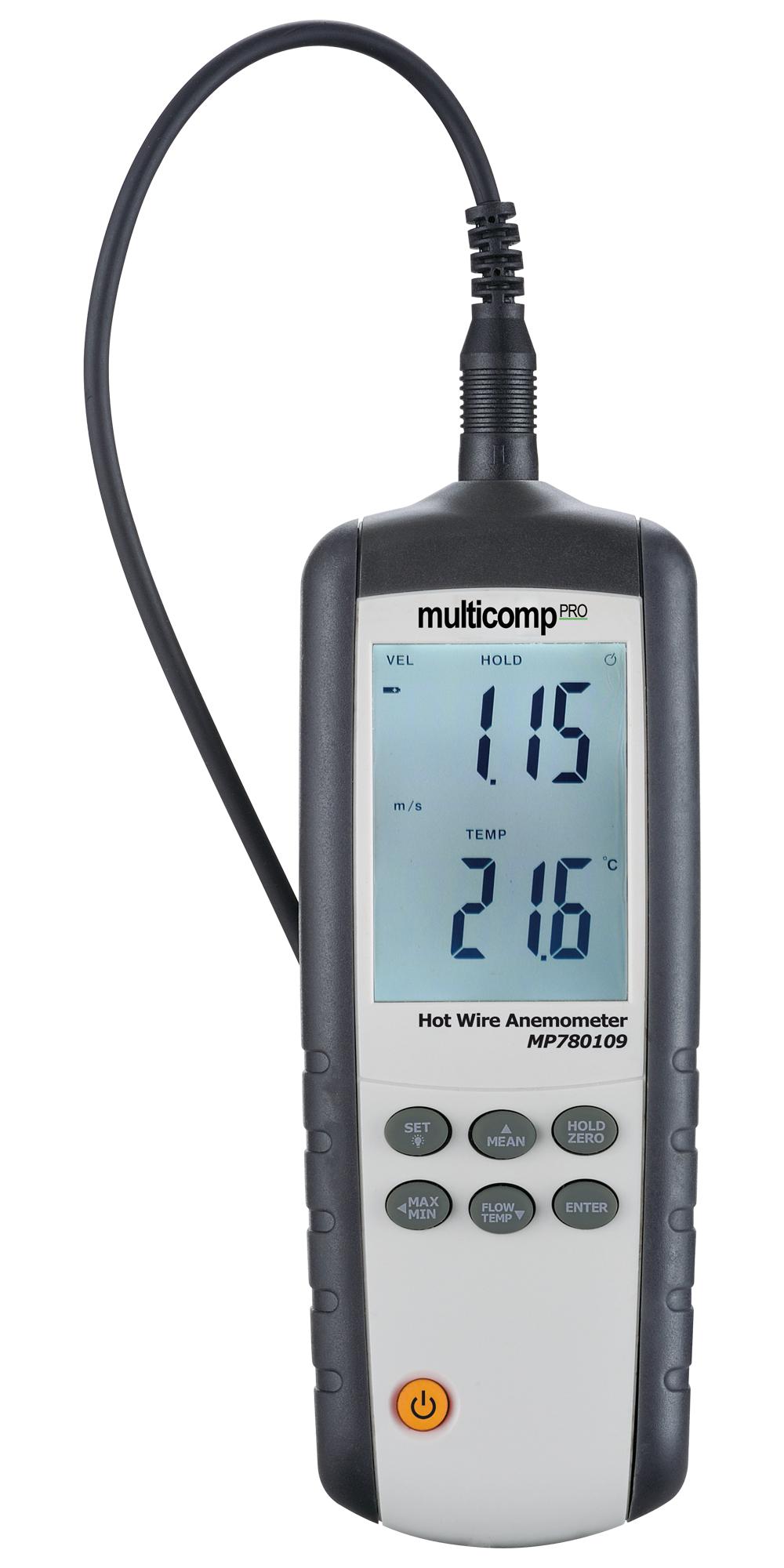 MP780109 Multicomp Pro, Anemometer, Hot Wire and Thermal, 0.1m/s to 25m/s