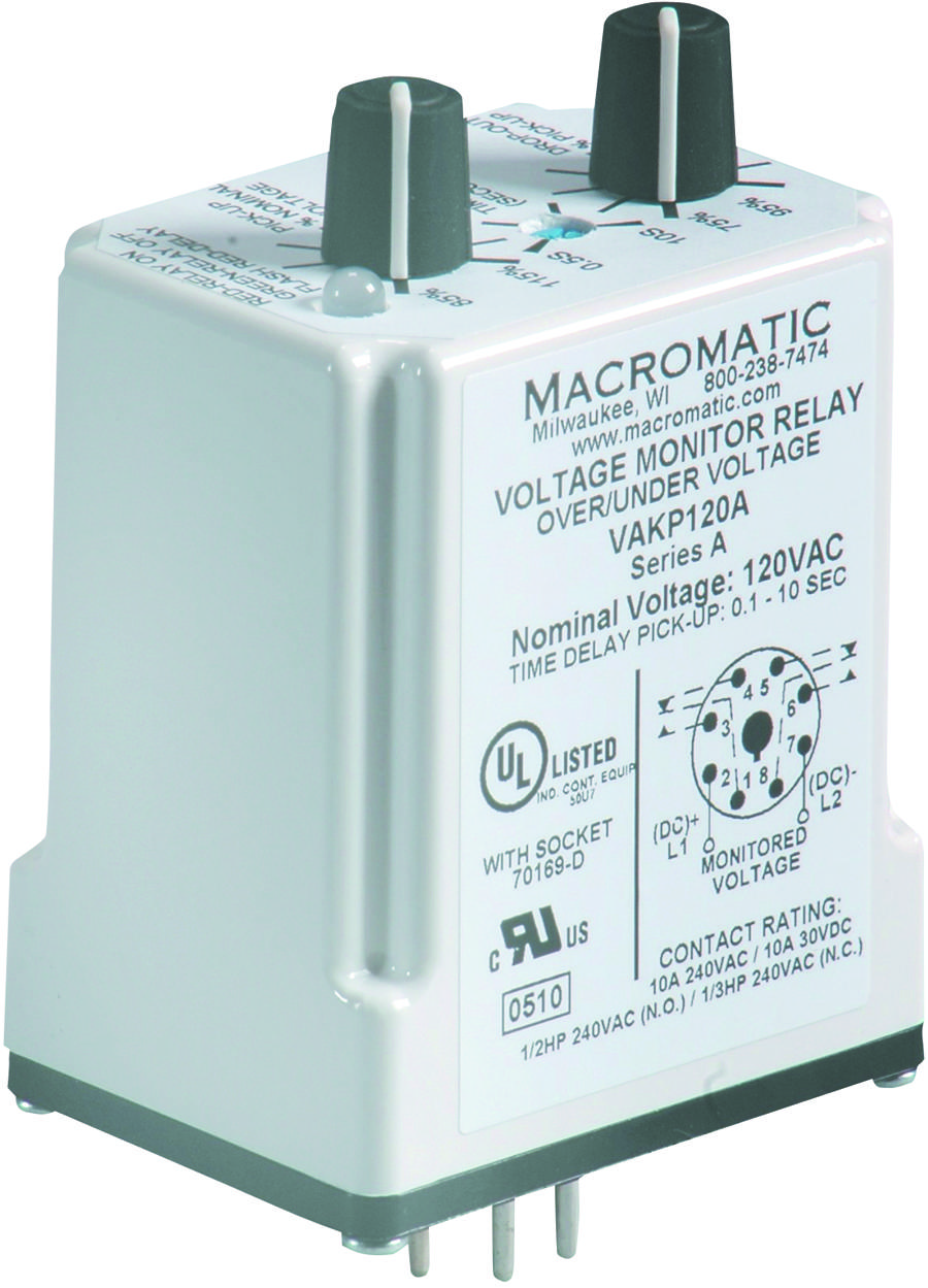 VAKP024D Macromatic Controls, Voltage Monitoring Relay, VA Series, DPDT