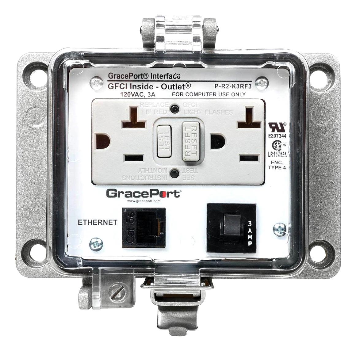 P-R2-K3RF3 Grace Technologies, Data Interface Port, 1 Port, 120V Duplex ...