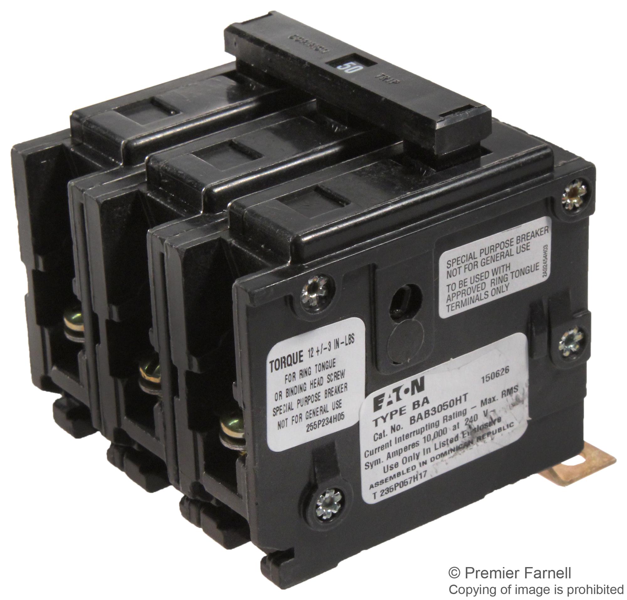 BAB3050HT Eaton Cutler Hammer, Thermal Magnetic Circuit Breaker, BAB ...