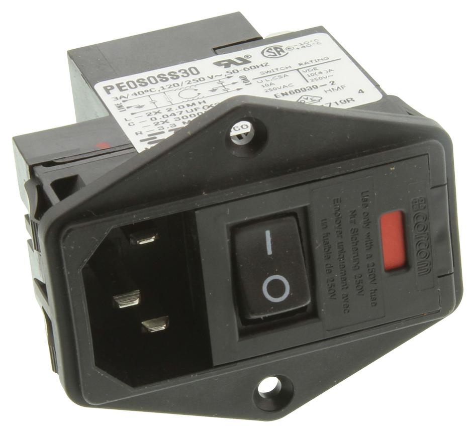 Pe0s0ss30 Corcom Te Connectivity Filtered Iec Power Entry Module