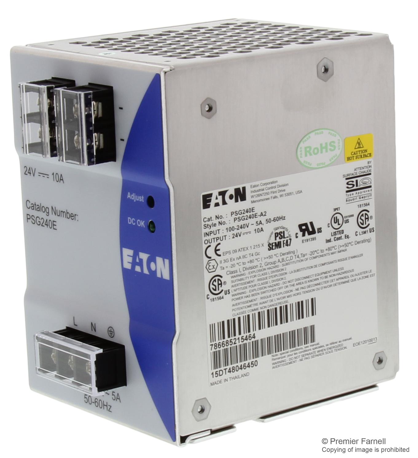PSG240E Eaton, AC/DC DIN Rail Power Supply (PSU), ITE, 1 Output