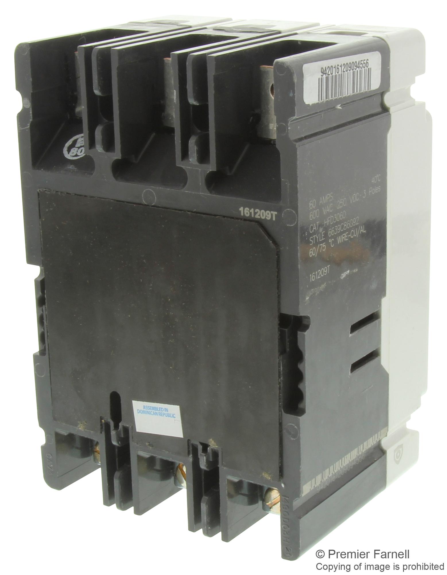 HFD3060 Eaton Cutler Hammer, Thermal Magnetic Circuit Breaker, C Series ...