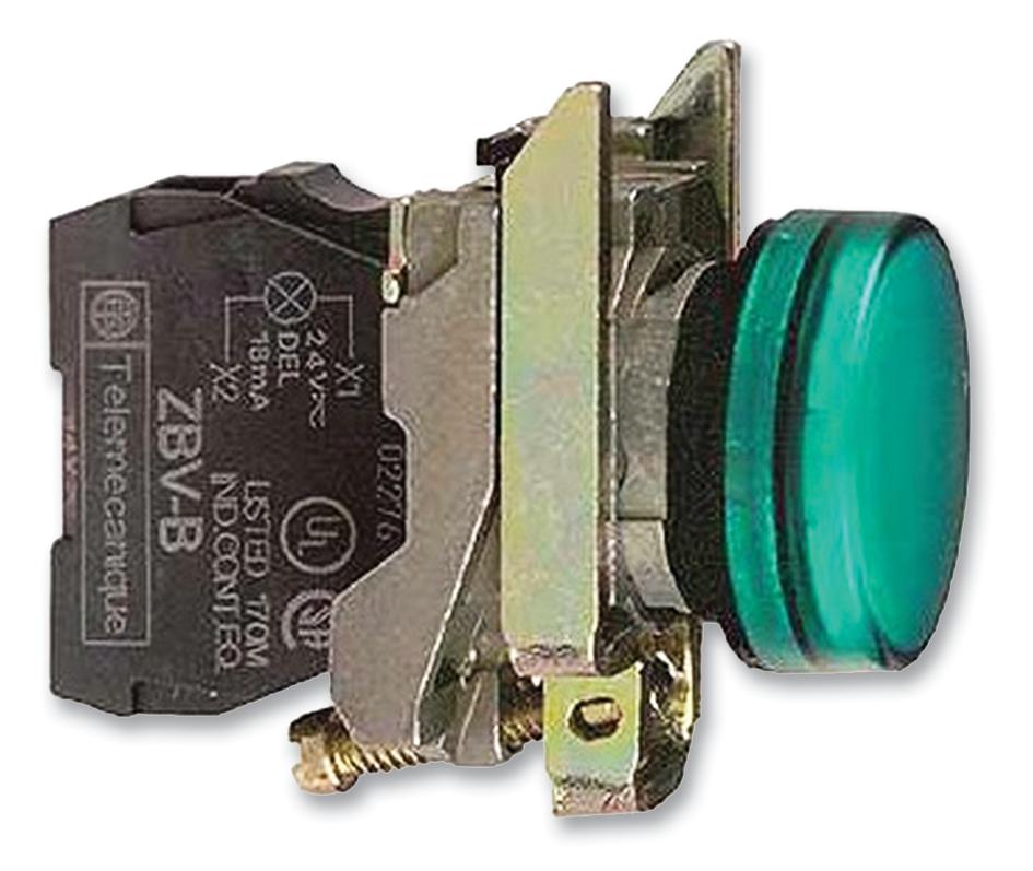 XB4BVG3 Schneider Electric, LED Panel Mount Indicator, Green, 120 VAC