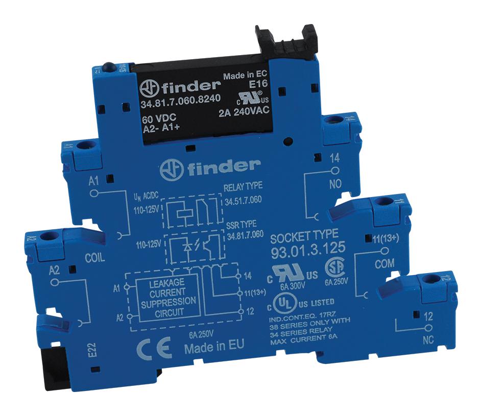 38.81.3.125.8240 Finder, Solid State Relay, SPST-NO, DIN Rail