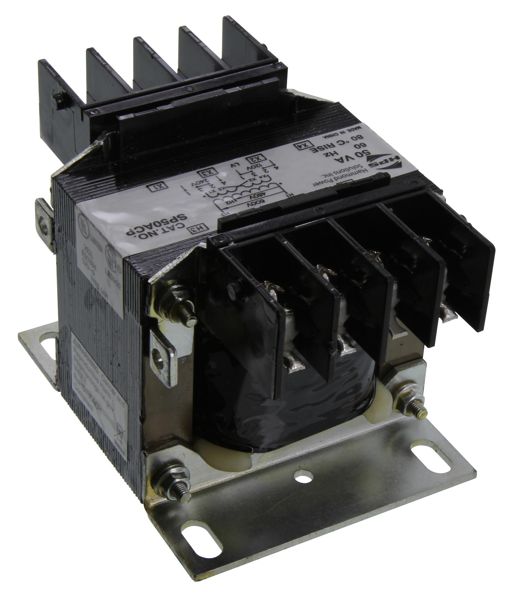 SP50PR Hammond Power Solutions, Chassis Mount Transformer, Isolating, 120V