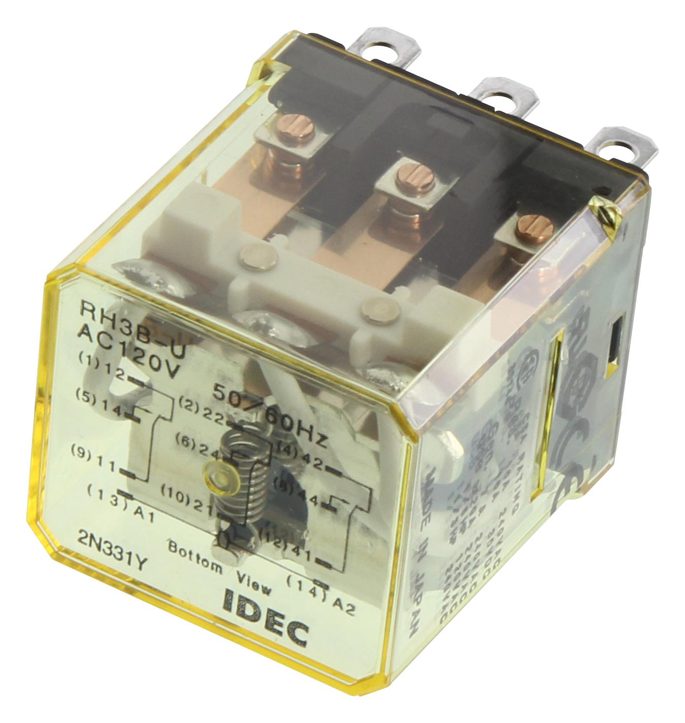 RH3B-UAC120V Idec, Power Relay, 3PDT, 120 VAC