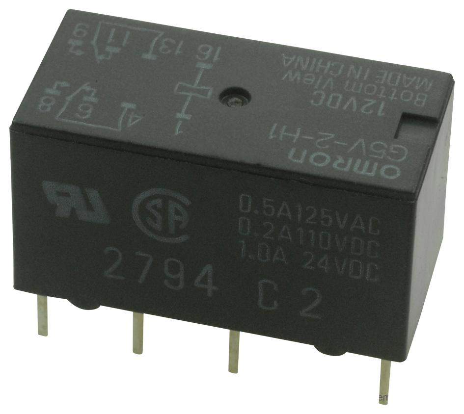 G5V-2-H1 DC12 Omron Electronic Components, Signal Relay, 12 VDC, DPDT