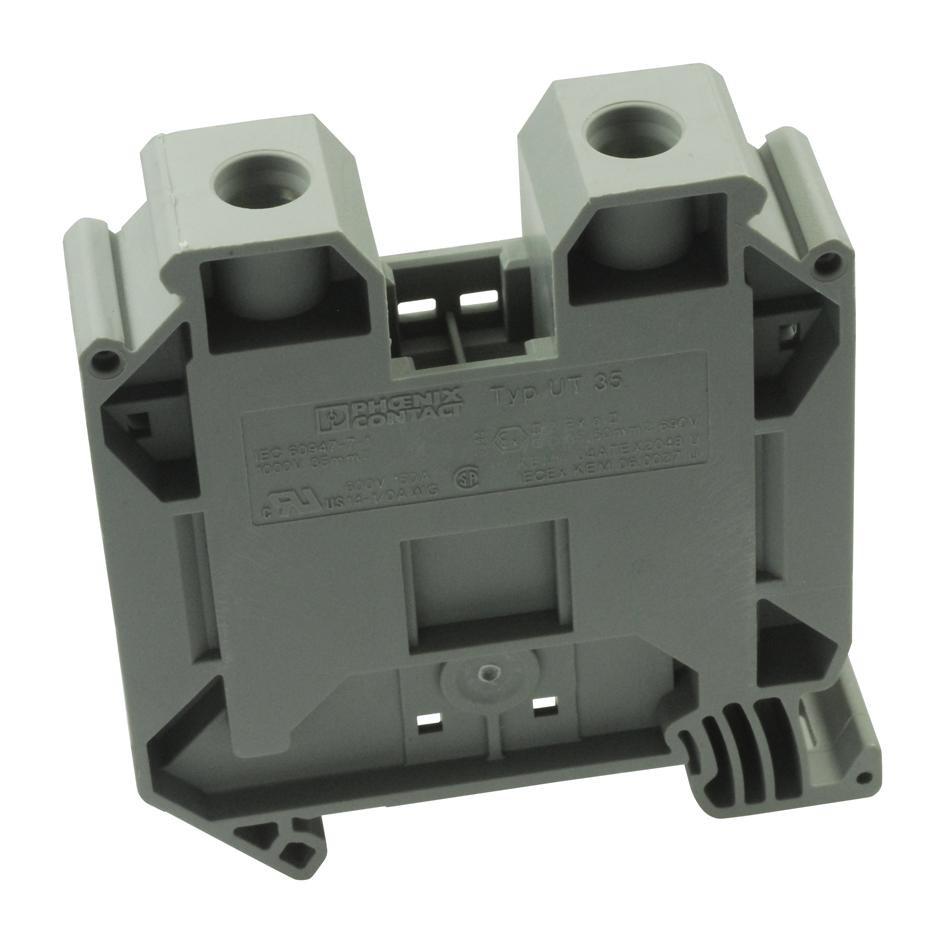 UT 35 Phoenix Contact, DIN Rail Mount Terminal Block, 2 Positions, 14 AWG