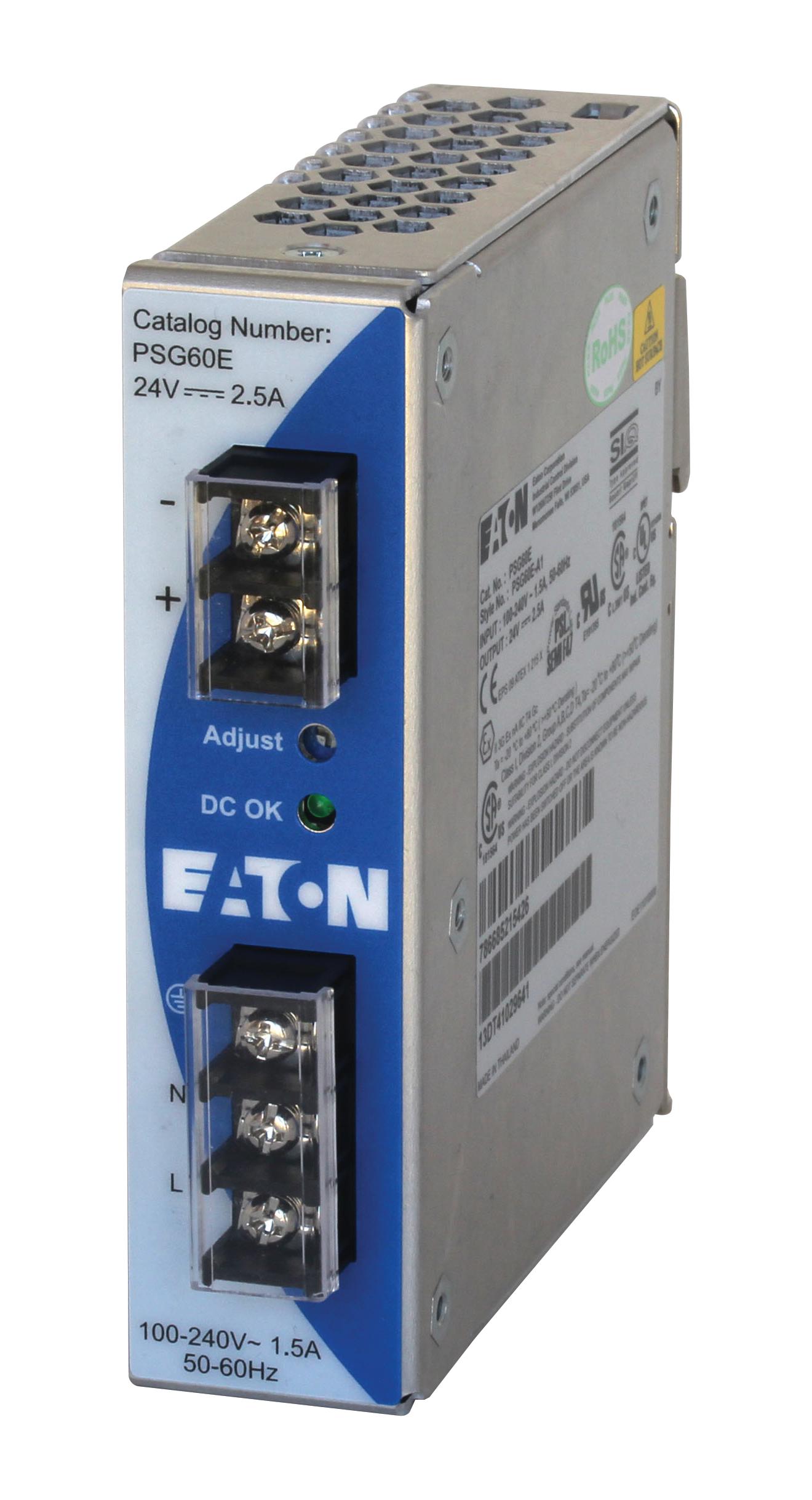 PSG60E Eaton, AC/DC DIN Rail Power Supply (PSU), Single Phase, 1 Output