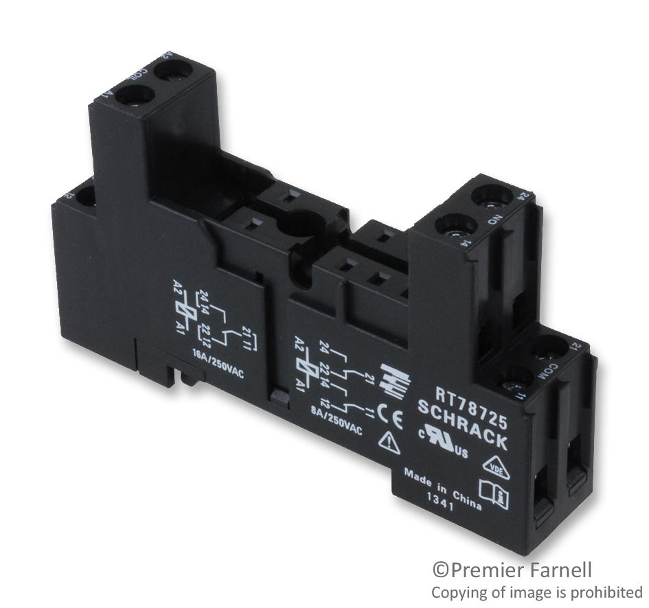 RT78725 Schrack - Te Connectivity, Relay Socket, DIN Rail, Screw