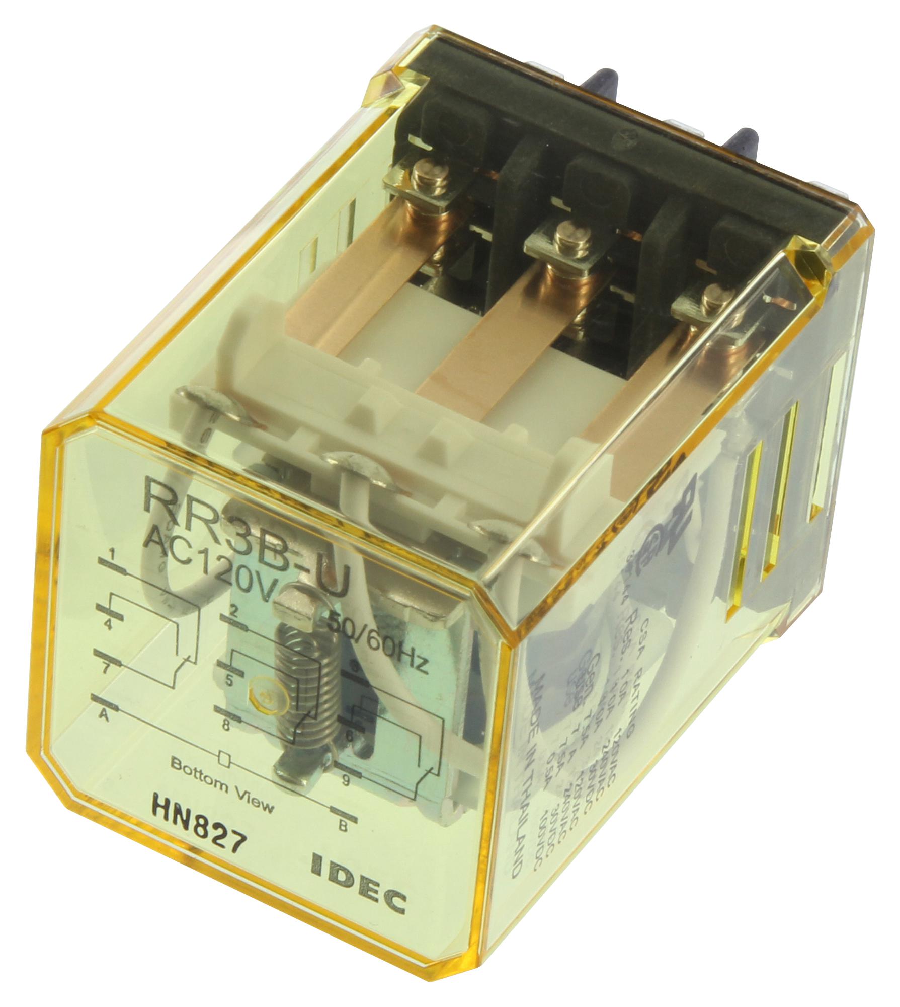 RR3B-UAC120V Idec, Power Relay, 3PDT, 120 VAC
