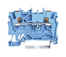 2201-1204 WAGO, DIN Rail Mount Terminal Block, Blue, 2 Positions, 22 ...